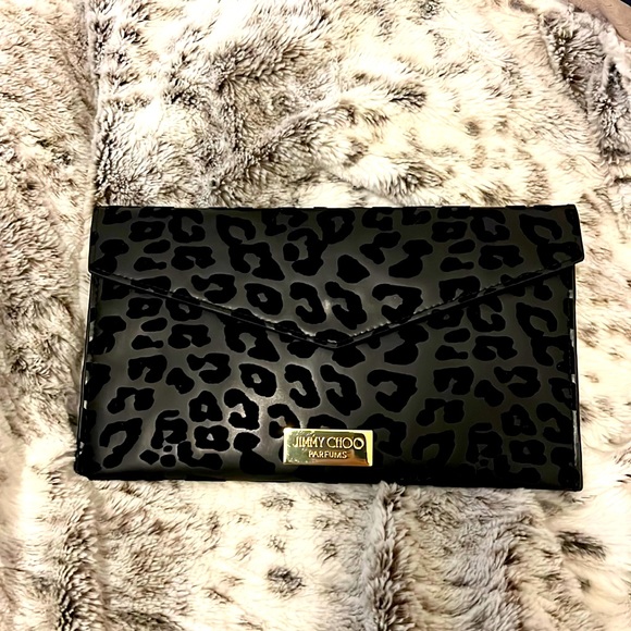 Jimmy Choo | Bags | Nwot Jimmy Choo Black Leopard Clutch Cosmetic Bag ...